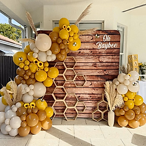 Bee Balloons Arch Kit Mustard Yellow Sand White Brown Bee Balloons for Bee Baby Shower Party Decorations, Gender Reveal Mama to Bee Party Fall Wedding Birthday Party Supplies