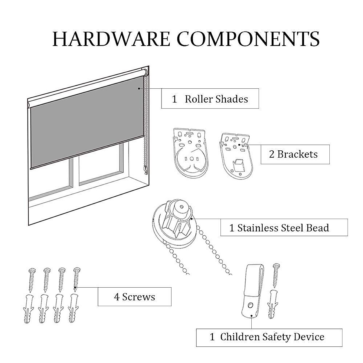 Persilux Custom 100% Blackout Roller Shades (23''W x 72''H, Grey) UV Protection Blinds for Windows Striped Jacquard Thermal Insulated Fabric Window Shades for Home and Living Room