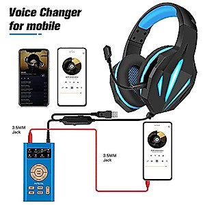 PUTELTAL Adjustable Gaming Voice Changer Disguiser for PS4/Xbox one/S/X/PS5/Computer/Laptop/Smart Phone & More-Blue