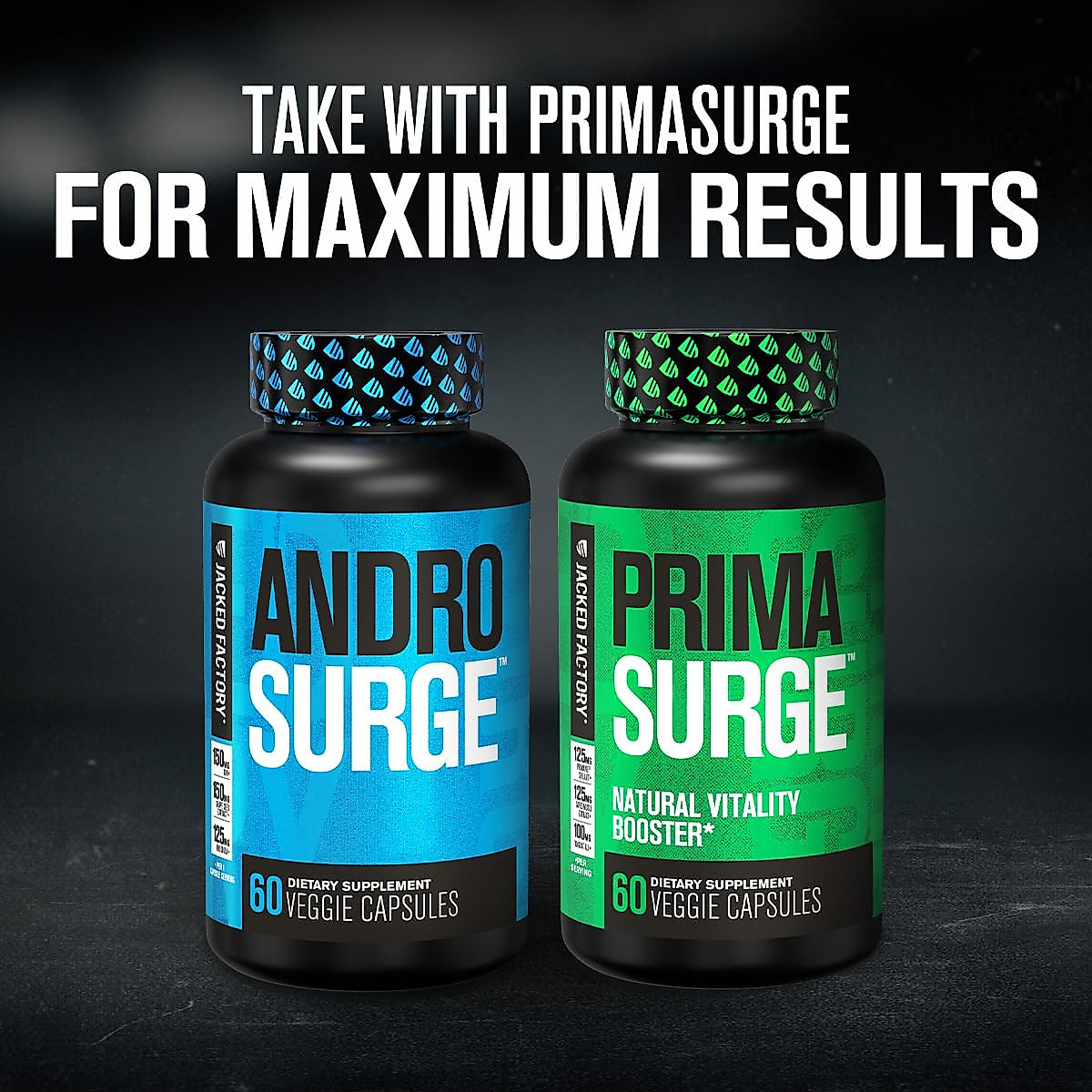 Androsurge Estrogen Blocker for Men - Natural Muscle Builder for Men with DIM, Long Jack, & Grape Seed Extract for Increased Vitality & Performance - 60 Veggie Pills