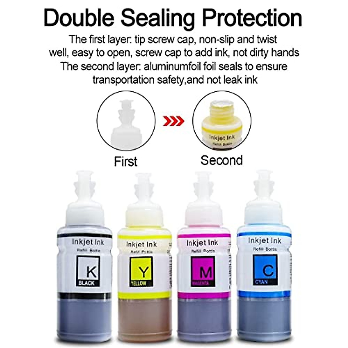 Printers Jack Compatible Epson T664 Refill Ink Bottle kit for Expression ET-2650, ET-2500, ET-2550, ET-2600 & Workforce ET-16500, ET-4500, ET-4550 Printers