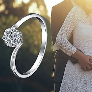 WSX Pure Gold Engagement Ring Women 0.6cttw Round Moissanite Wedding Promise Halo Ring Twisted for Her