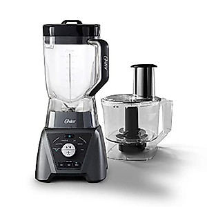Oster Blender and Food Processor Combo with 3 Settings for Smoothies, Shakes, and Food Chopping - 3 Speed Texture Select Settings Pro Blender with Tritan Jar and Food Processor Attachment - Metallic Gray