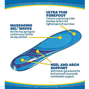 Dr. Scholl's ULTRA THIN Insoles // Massaging Gel Insoles 30% Thinner in the Toe for Comfort in Dress Shoes (for Men's 8-13, also available for Women's 6-10)