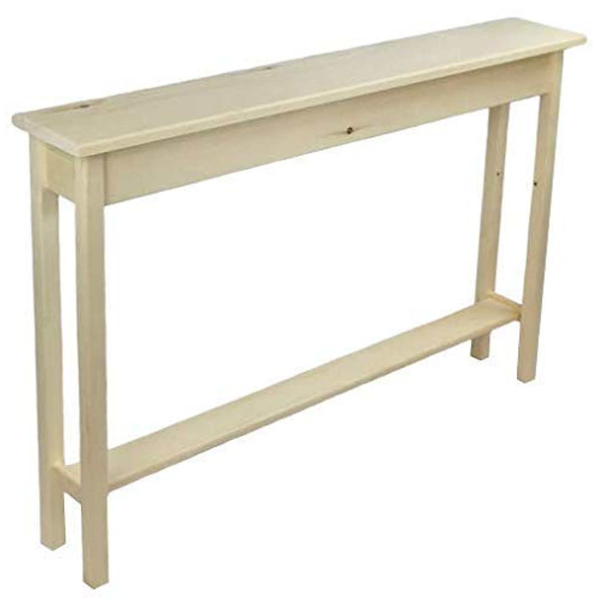60" Narrow Console Sofa Table - Unfinished Foyer Pine Table With Bottom Storage Shelf