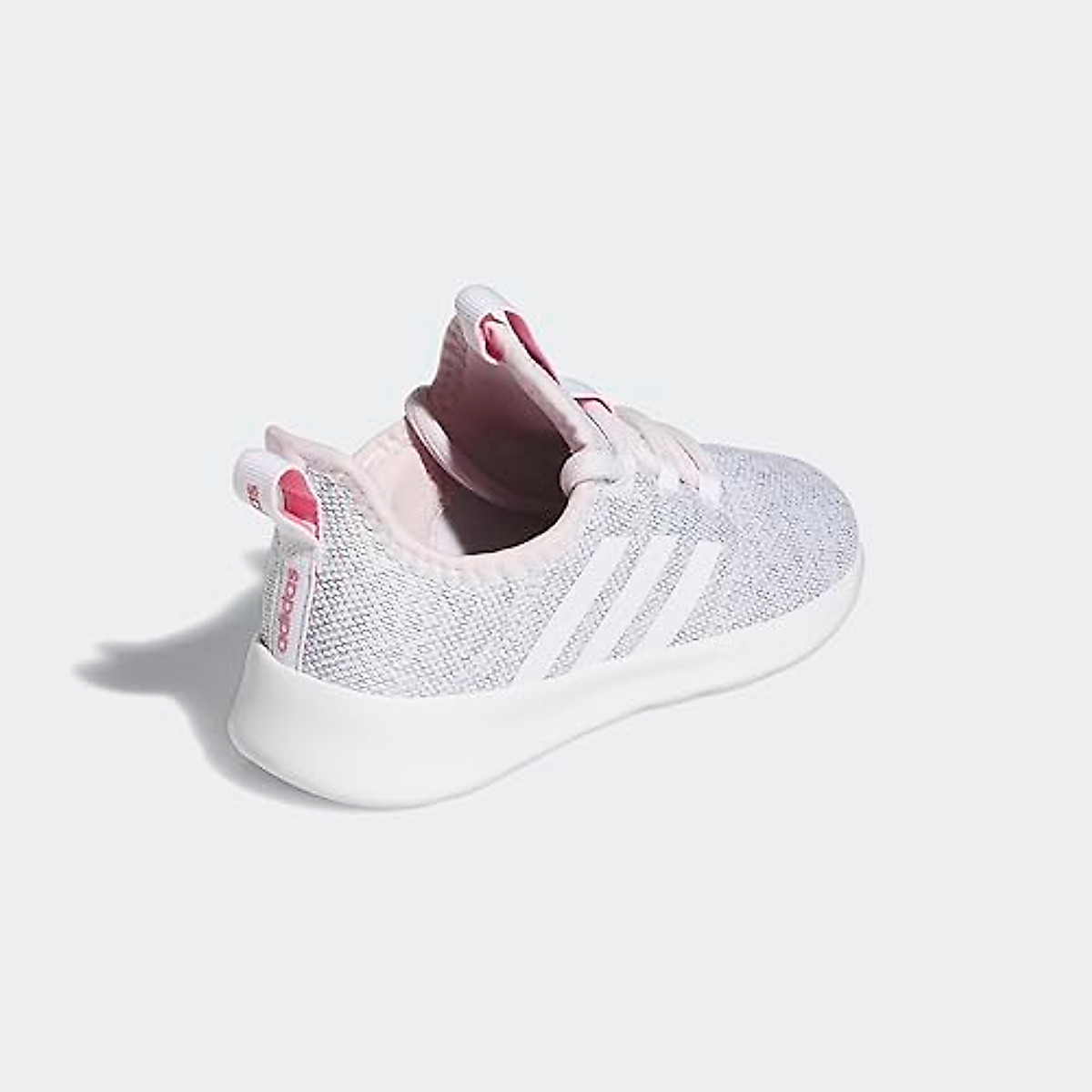 adidas Cloud Foam-Pure Running Shoe, White/White/Clear Pink, 4 US Unisex Big Kid