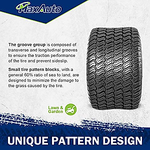 MaxAuto 2Pcs Lawn & Garden Turf Tire 18x10.50-10 18x10.50x10 Tubeless 4 Ply P332
