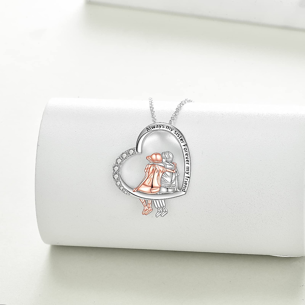 WINNICACA Sister Birthday Gifts Best Gifts for Sister from Brother Sterling Silver Sister Necklace Always My Sister Forever My Friend Jewelry to My sister Gifts for Sister Birthday from Brother