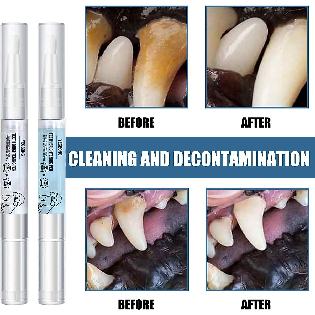 Pet Toothbrush Pen, Upgrade Dog Teeth Cleaning Pen Pet Teeth Repairing Kit, Cat/Dog Tooth Whitening & Cleaning Teeth Brightening Pen for Dog Cats Dental Care Fresh Breath