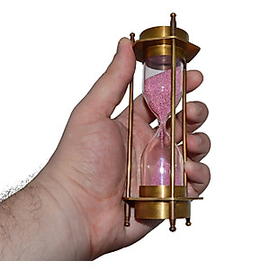 5.75" Brass Pirate Hourglass, Nautical Maritime Decoration with Functional 2 Minute Timer and Navigation Compasses by SciencePurchase