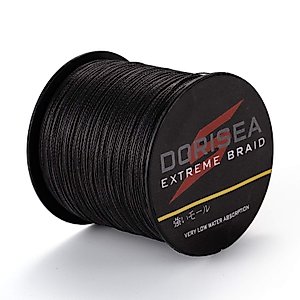Dorisea Extreme Braid 100% Pe Black Braided Fishing Line 109Yards-2187Yards 6-550Lb Test Fishing Wire Fishing String Incredible Superline Zero Stretch (100m/109Yards 6lb/0.10mm)