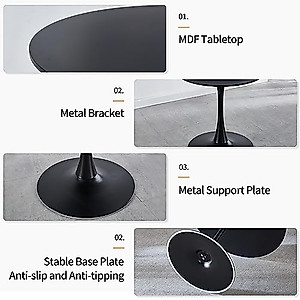 ANDORON Round Dining Table, 42 Inches Kitchen Tulip Table for 4-6 People with MDF Top and Metal Base, Modern Circle End Table Leisure Coffee Side Table (Black, 42")
