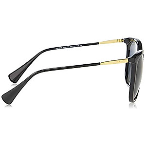 Ralph by Ralph Lauren Women's RA5248 Butterfly Sunglasses, Shiny Black/Polarized Dark Grey, 56 mm