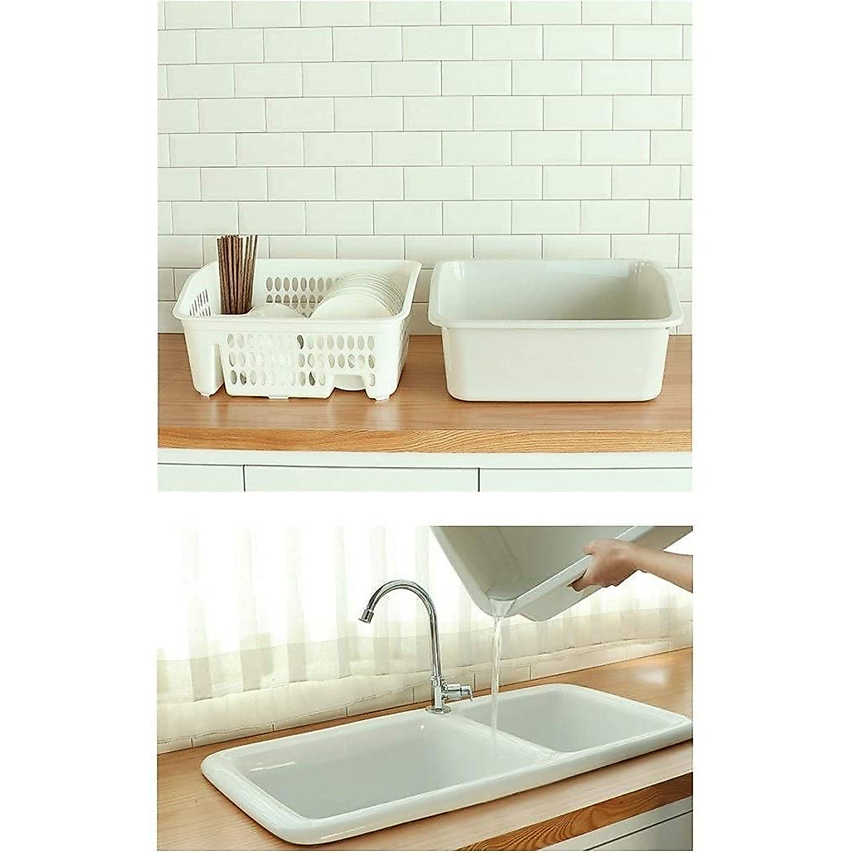 Plate Rack Draining Dish Rack Dish Storage Box Kitchen Drain Dish Rack Put Bowl Household With Lid Plastic Cabinet Rack for Kitchen Pan Plate Holder (Color : Pink)