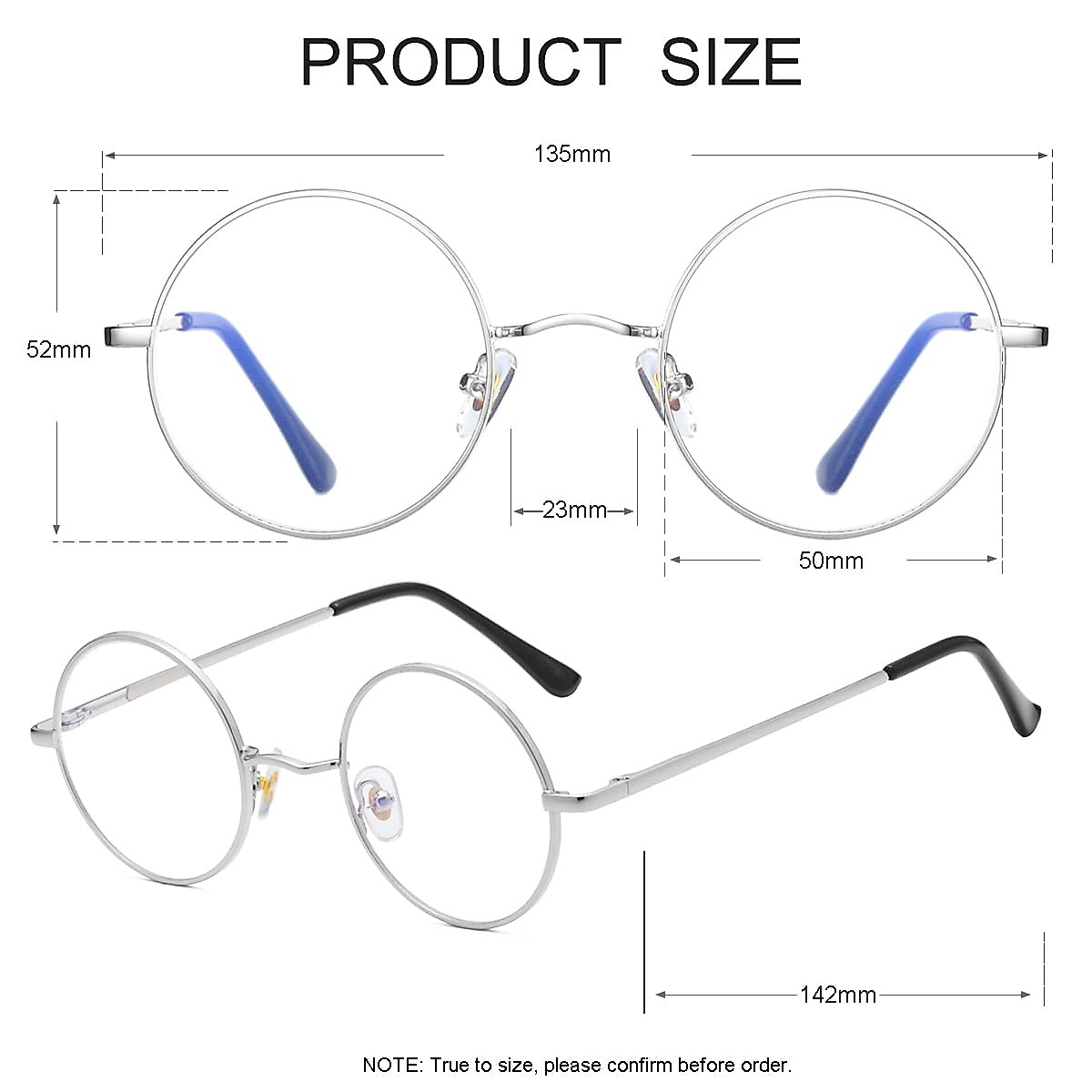 JOVAKIT Retro Round Blue Light Blocking Glasses for Women Men Circle Clear Lens Glasses Non-prescription Metal Frame Eyewear (Silver)