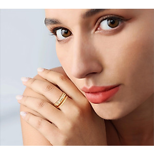 AIKAITUO 14K Gold Plated Adjustable Zircon Eternal Fashion Personalized Women's Stacked Ring Christmas Birthday Gift (White)