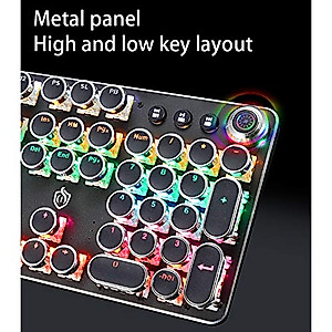 LANOA Gaming Mechanical Keyboard, Metal Panel,LED Backlit,USB Wired,Typewriter-Style Round Keycaps,for Laptop Desktop PC Black
