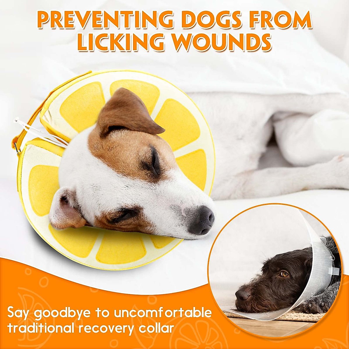 SuplutuX Inflatable Dog Cone, Protective Inflatable Collar for Jumbo Dogs, Soft Adjustable Pet Cone Alternative After Surgery for Wound Healing and Prevent from Biting or Scratching,XL(18"-22.5")