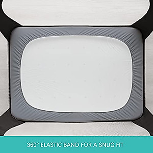 Pack and Play Sheets Fitted Quilted Waterproof Protector, 2 Pack Premium Compatible with Pack n Play Mattress Pad Cover fits for Baby Playpen Playard Mattress, Portable Mini Crib, Gray & Navy Blue