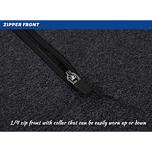 TACVASEN Men's Quarter Zip Pullover Fleece Pullover Workout Pullover Sports Performance Shirts Long Sleeve Pullover Shirts Tops Zip Up Black Grey, L