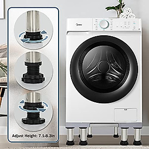 Kokorona Washing Machine Stand Mini Fridge Stand with 8 Strong Feet (7.1-8.3in High), Adjustable Refrigerator Base Multi-Functional Washer Dryer Pedestals, Max Load 440LBS