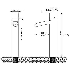 HOTIS Vessel Sink Faucet, Matte Black Waterfall Bathroom Faucet, Tall Body Single Hole Single Handle Bathroom Faucet, Bathroom Sink Faucet with Pop Up Drain and 3/8" Hoses Supply Line