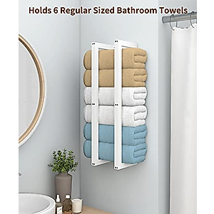 Sonefreiy Bathroom Wall Towel Racks for Rolled Towels, Solid Wooden White Towel Holder, Wall Towel Organizer Rustic Bathroom Towel Storage for Shower Towel, Bath Towels, Beach Towels, Towel Shelves