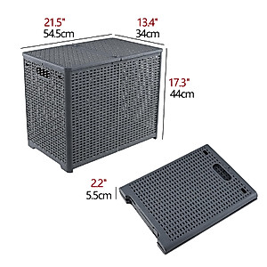 Kiddream 80 Liters Double Collapsible Laundry Basket, Plastic Dirty Clothes Hamper 2 Section with Lids