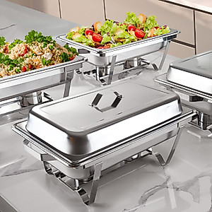 Chafing Dishes for Buffet 4 Pack, 9QT Full Size Rectangular Chafing Dish Buffet Set, Stainless Steel Chafers and Buffet Warmers Set, Food Warmers for Parties, Weddings, Banquets, Catering Events