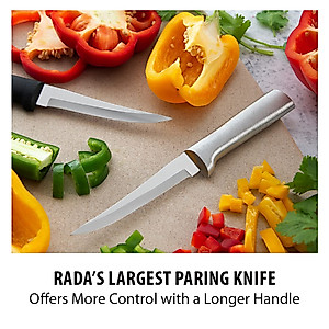 RADA Cutlery Super Parer Paring Knife – Stainless Steel Blade With Silver Aluminum Handle, 8-3/8 Inches, 6 Pack