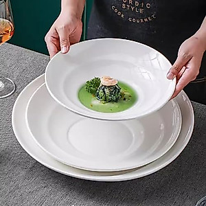 Dinner Plates Set Dish Plate Tableware Hotel Commercial Creative Cold Dish Plate Stir-fry Plate Ceramic Salad Bowl Fruit Bowl Kitchen Salad Bowl (Size : Medium)