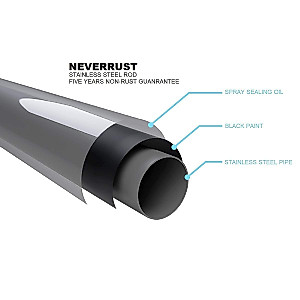 BRIOFOX Shower Curtain Rod 43-73 Inches Matte Black, Never Rust and Non-Fall Down Spring Tension Rod, Stainless Steel