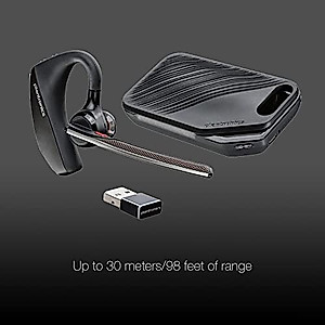 Poly Plantronics Voyager 5200 UC Bluetooth Headset Bundle - GTW Wall Charger, USB Dongle, Plantronics Charging Case 206110-01-B, for Avaya J179, Smartphones, PC, MAC, Tablet, Softphones, Zoom, Webex