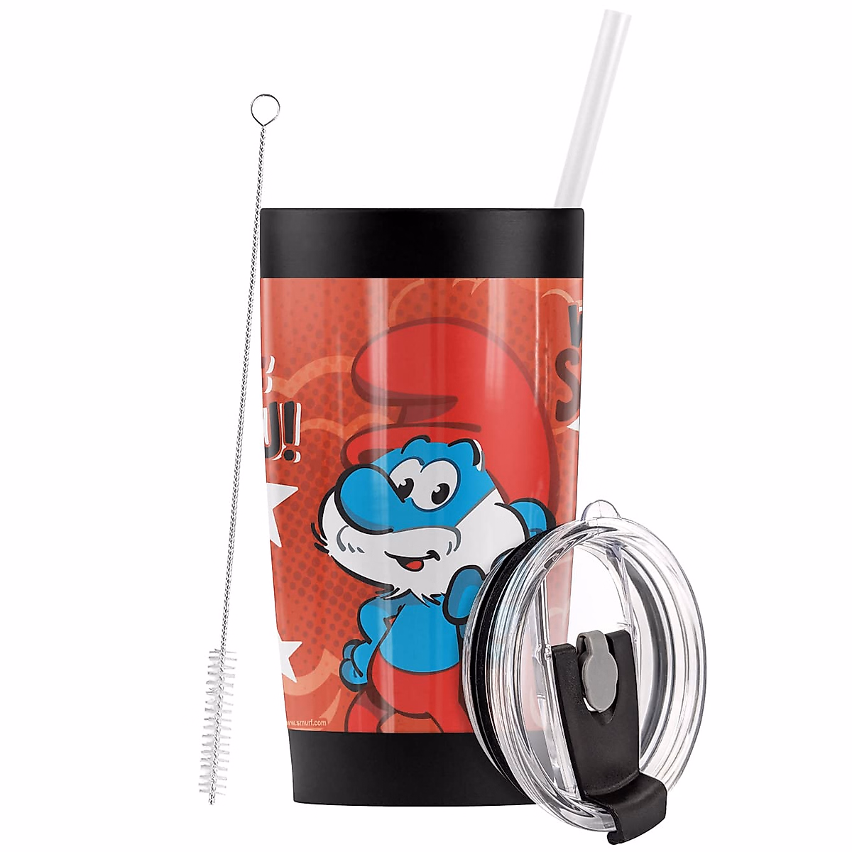 Logovision Papa Smurf Tumbler, Stainless Steel, 20 oz, Travel Mug, Vacuum Insulated & Double Wall with Leakproof Lid