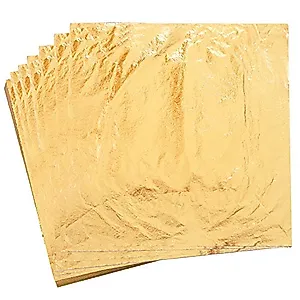 YongBo Gold Leaf Sheets, 100 pc 5.5" Gold Foil Paper for Arts Craft, Painting, Gilding, Slime, Nail Design, Furniture Decoration