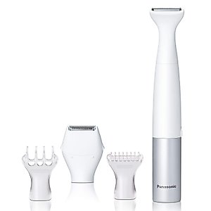 Panasonic Bikini Trimmer and Shaver for Women with 4 Attachments for Gentle Grooming in Sensitive Areas, Wet/Dry, Battery-Operated – ES-WV60-S (White/Silver) (Pack of 10)