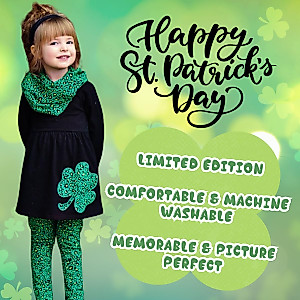Unique Baby Toddler Big Girls St Patricks Day Speckled Clovers Outfit Shirt Pant Kids Legging Set Dress (7/XXL, Green)