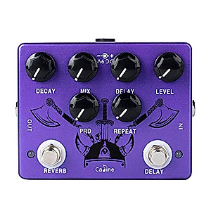 Caline Pedals Reverb Delay Effects Pedal Repeat Preamp Acoustic Electric Guitar Pedal True Bypass Metal Purple CP-80