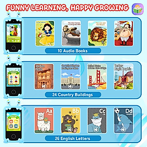 Diswoe Kids Smart Phone for Boys and Girls Dinosaur Toys 3 4 5 6 7 8 9 Years Old Touchscreen Cell Phone with 8GB SD Card and Multi APPs for Learning, Christmas Birthday Gifts for Kids Age 6-8