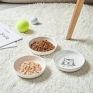Y YHY Cat Bowls, Cat Dishes 5OZ Cat Food and Water Bowls for Dry and Wet Food 3 Set Wide Dish White Cat Bowl for Indoor Cat, Dog, Kitten, Puppy, Rabbit