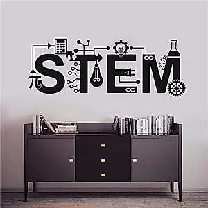 Home Interior Sticker STEM Technology Wall Art Sticker for Classroom Laboratory,Science Math Education Wall Decal School Bedroom Wall Mural TM-70 (Black)