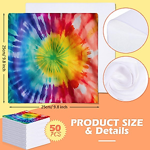 Leinuosen White Cotton Handkerchiefs for Men Classic Hankies Pocket Square Towel Small Size for Tie Dye Girl Boy Tea Parties(8.3 x 8.3 Inch, 50 Pcs)