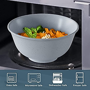 [Set of 6] Unbreakable Cereal Bowls 41 OZ Microwave and Dishwasher Safe BPA-Free Serving Bowls for Salad, Soup,Ramen,Noodle,Oatmeal,Snack Apply to Kitchen, Freezer,Dishwasher & Microwave Safe