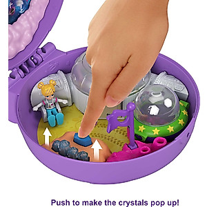 Polly Pocket Playset with 2 Micro Dolls, Toy Car & Surprise Accessories, Saturn Space Explorer Compact for Travel