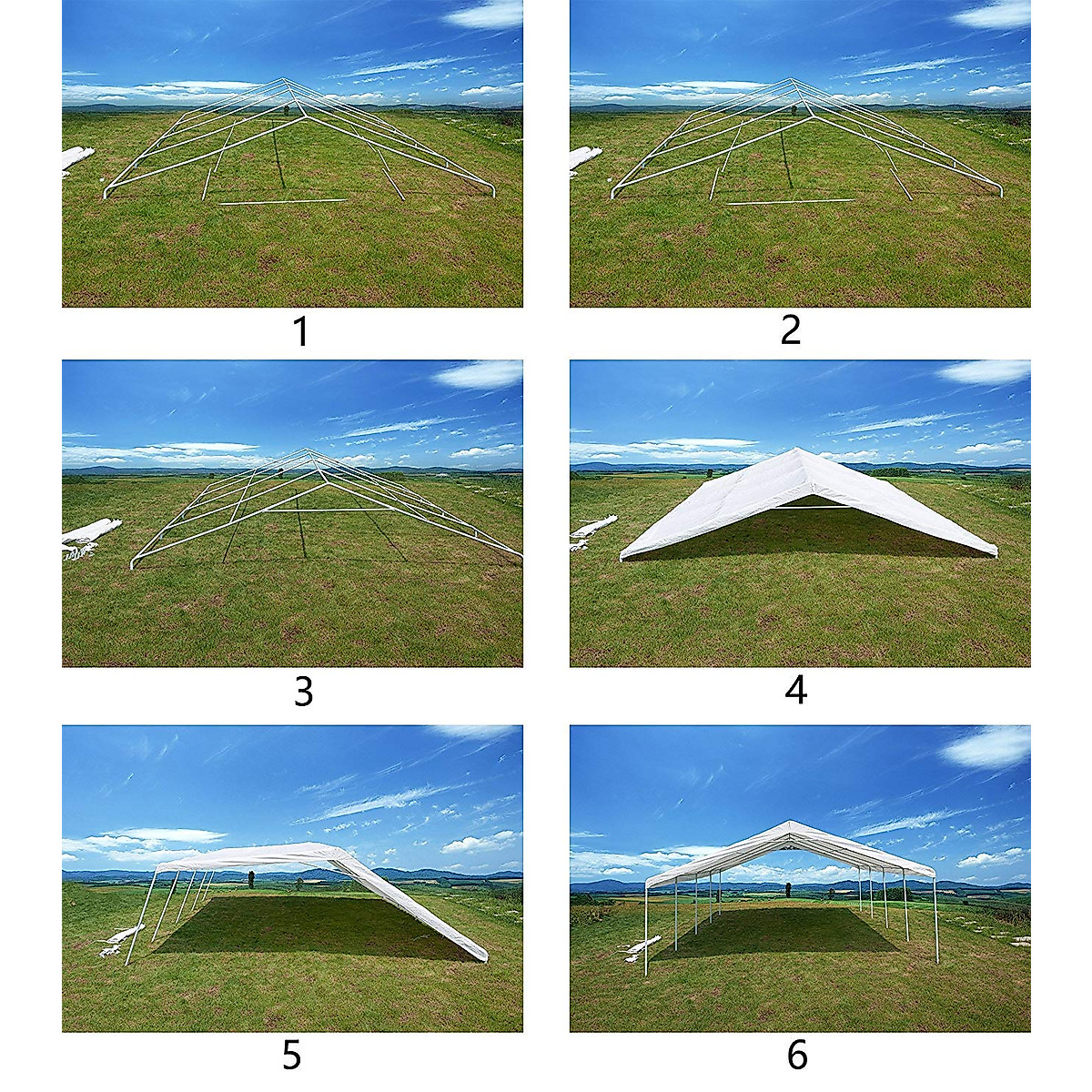 20x20 Heavy Duty Party Tent Carport Wedding Canopy Steel W/Sidewalls White