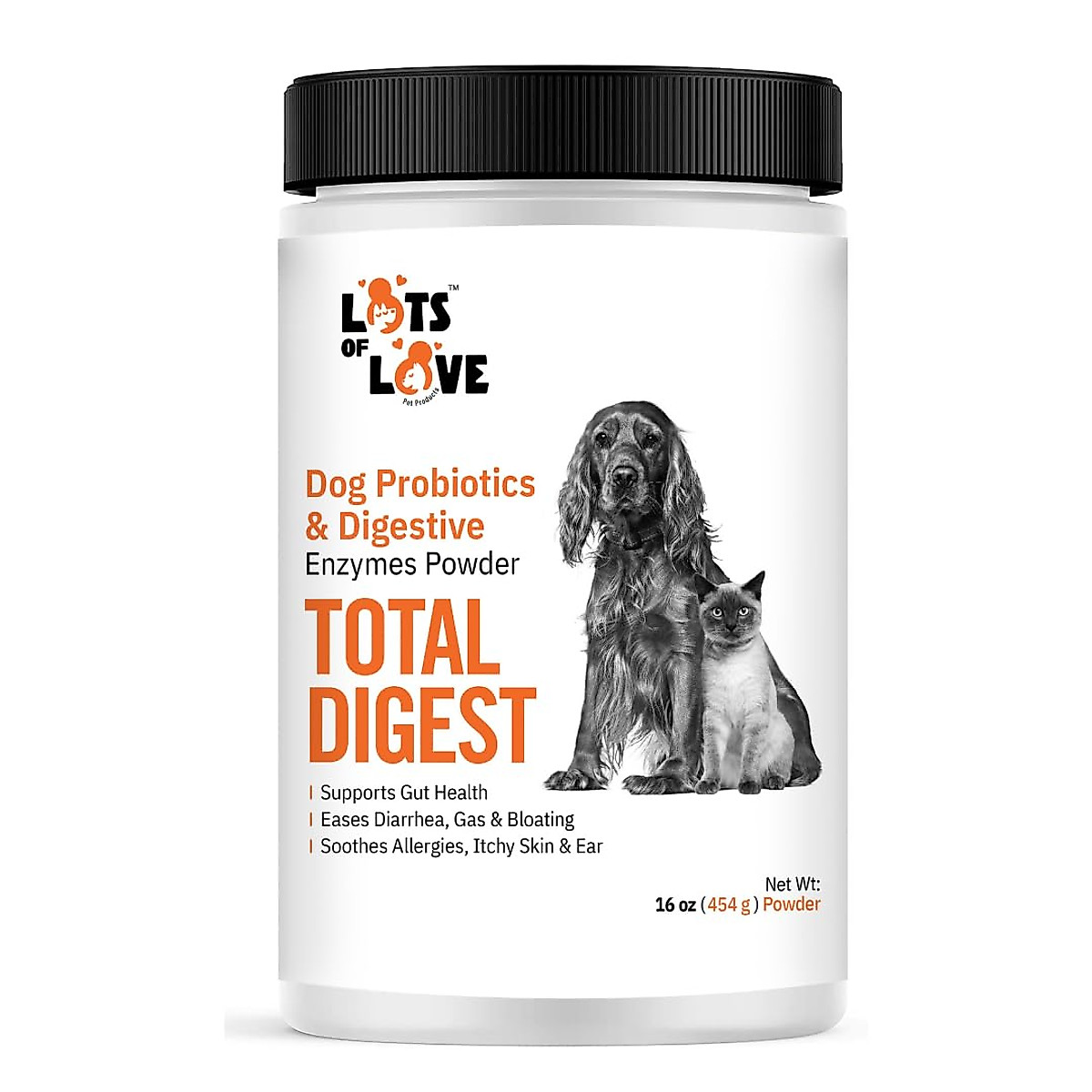 Lots of Love Total Digest - 16 0z Digestive Enzymes and Dog Probiotics Supplement - Probiotics for Dogs & Cats, Dog Gut Health Support, Immunity Support & Gas Relief