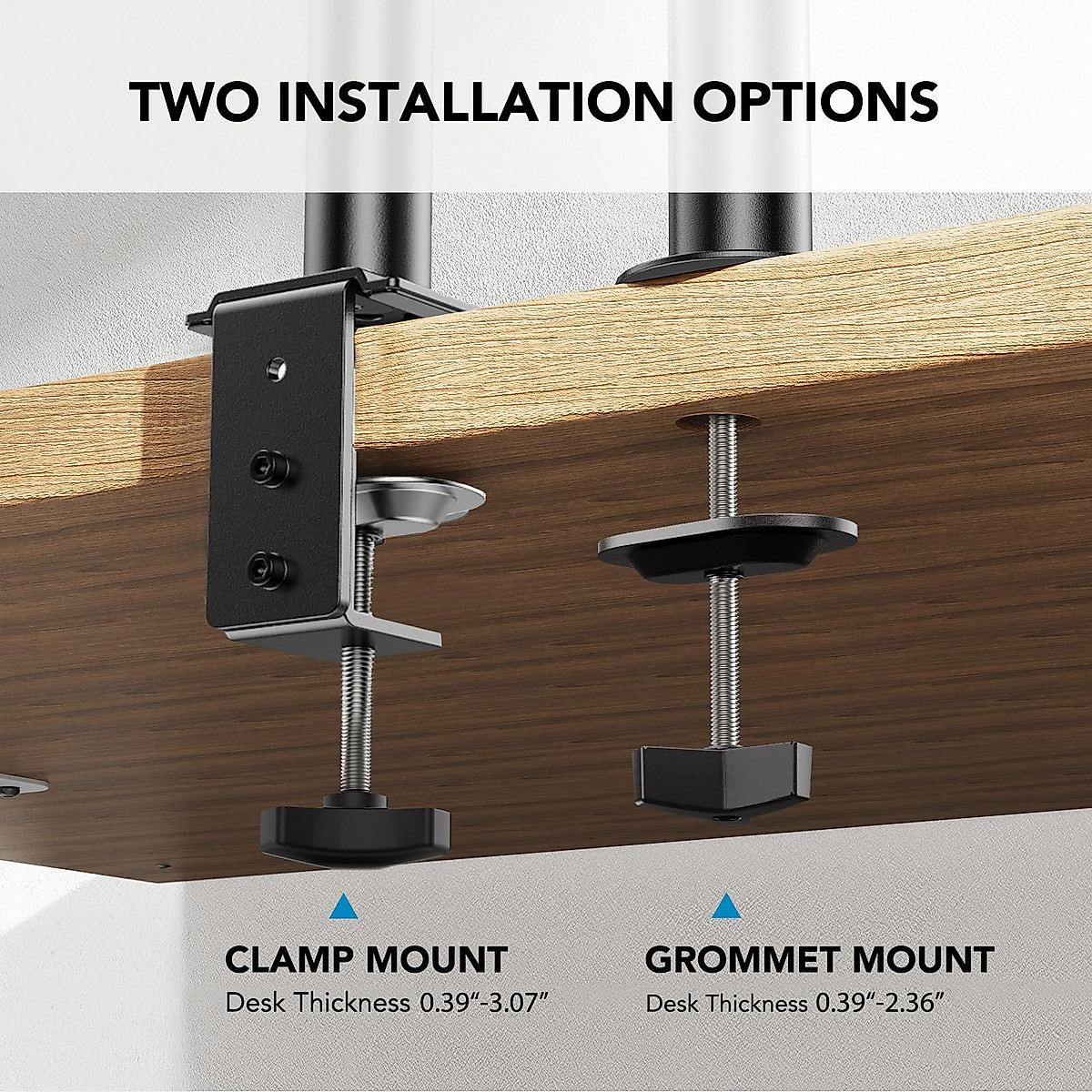 HUANUO Laptop Monitor Mount with Tray for 13- 27 inch, Fully Adjustable Laptop Notebook Desk Mount Stand up to 17 inch, Weight up to 22lbs, Extension with Clamp and Grommet Mounting Base