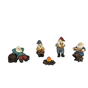 GlitZGlam Happy Gnomes Camp - 6 Piece Garden Gnome Set for The Miniature Fairy Garden