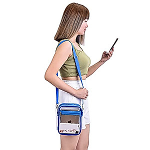USPECLARE Clear Purse Stadium Clear Messenger Bag Stadium Approved for Men and Women Clear CrossBody Bag(Blue)