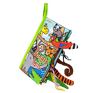 Jollybaby Crinkle Books for Babies, Sensory Soft Touch and Feel Baby Books Toys for 0-6 Months Infants, Newborn Montessori Early Educational Cloth Books Toys, Baby Girl & Boy Gift(Jungle Tails)